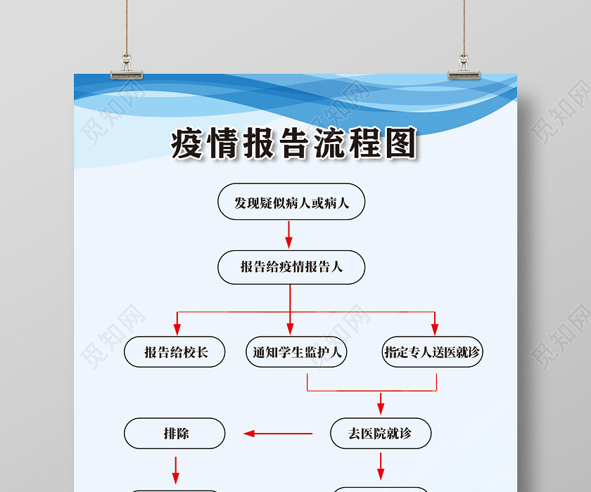 蓝色简约疫情报告流程图宣传疫情流程图海报图片下载 觅知网